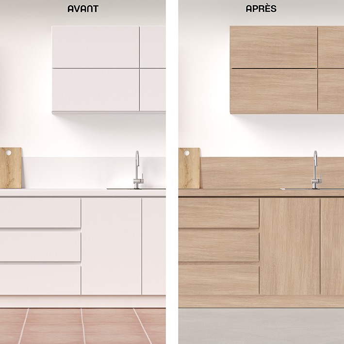 Relook Cuisine et Bains Effet Bois Bois Flotté | Peinture Cuisine et ...