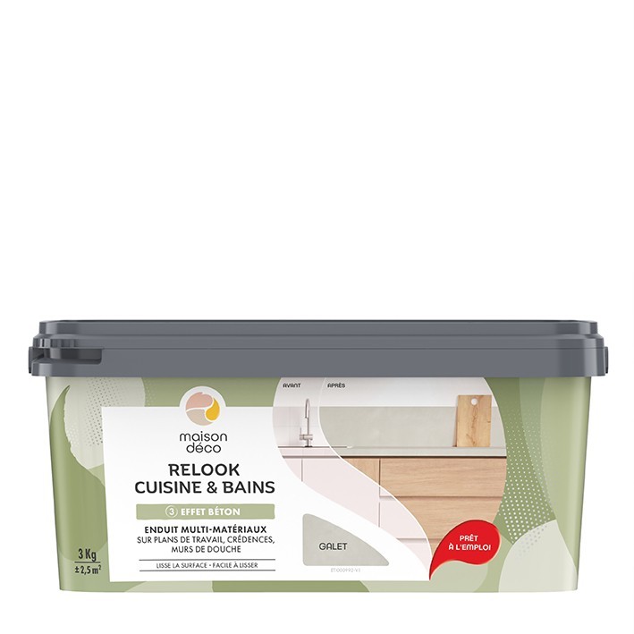 Relook Cuisine et Bains - Enduit Effet Béton Galet |Enduit Cuisine et ...
