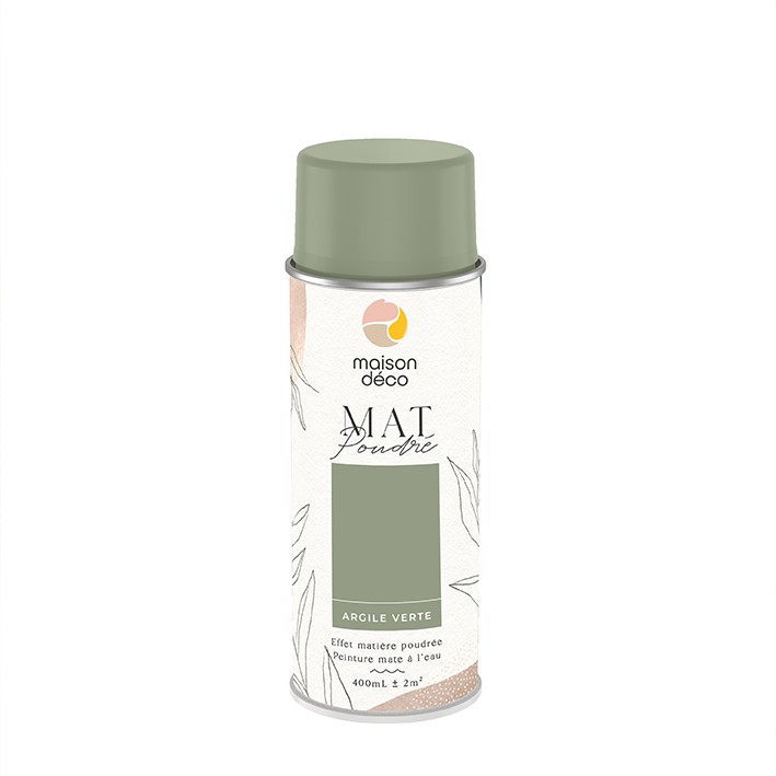 Mat poudré Argile verte | Peinture mat aérosol multisupports | Maison Déco