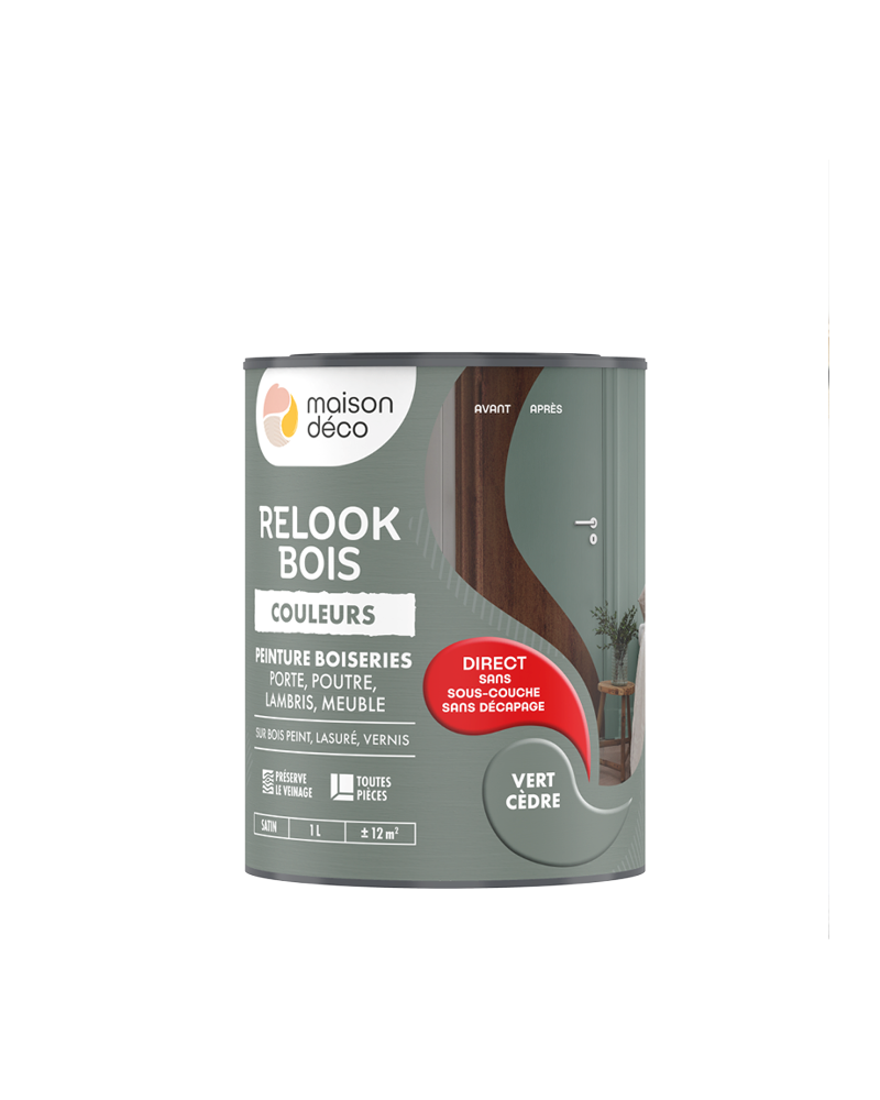 Relook Bois Couleurs Vert cèdre | Peinture bois intérieur | Maison Déco